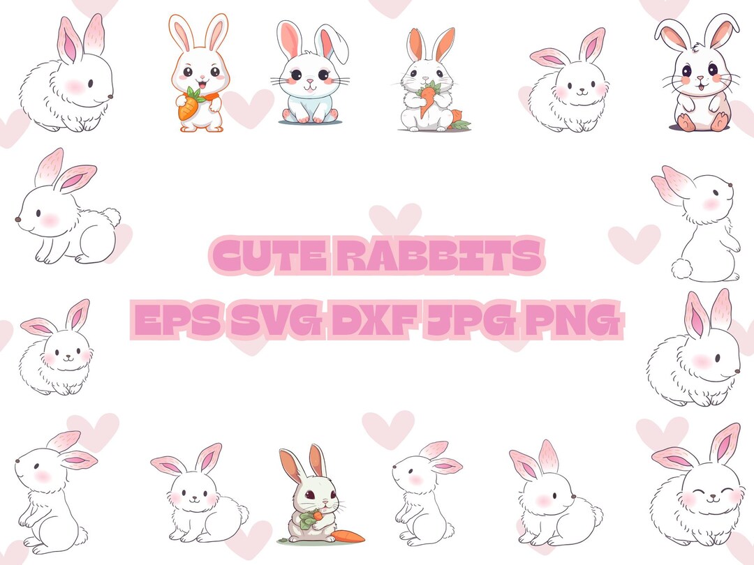 Bunny Svg Bundle, Cute Rabbits Svg, Png Bunny Outline Svg, Bunny ...