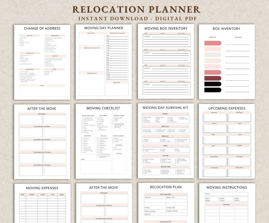 Relocation Planner Printable and Editable Canva Templates Moving ...