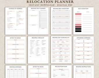 Relocation Planner Printable and Editable Canva Templates | Moving ...