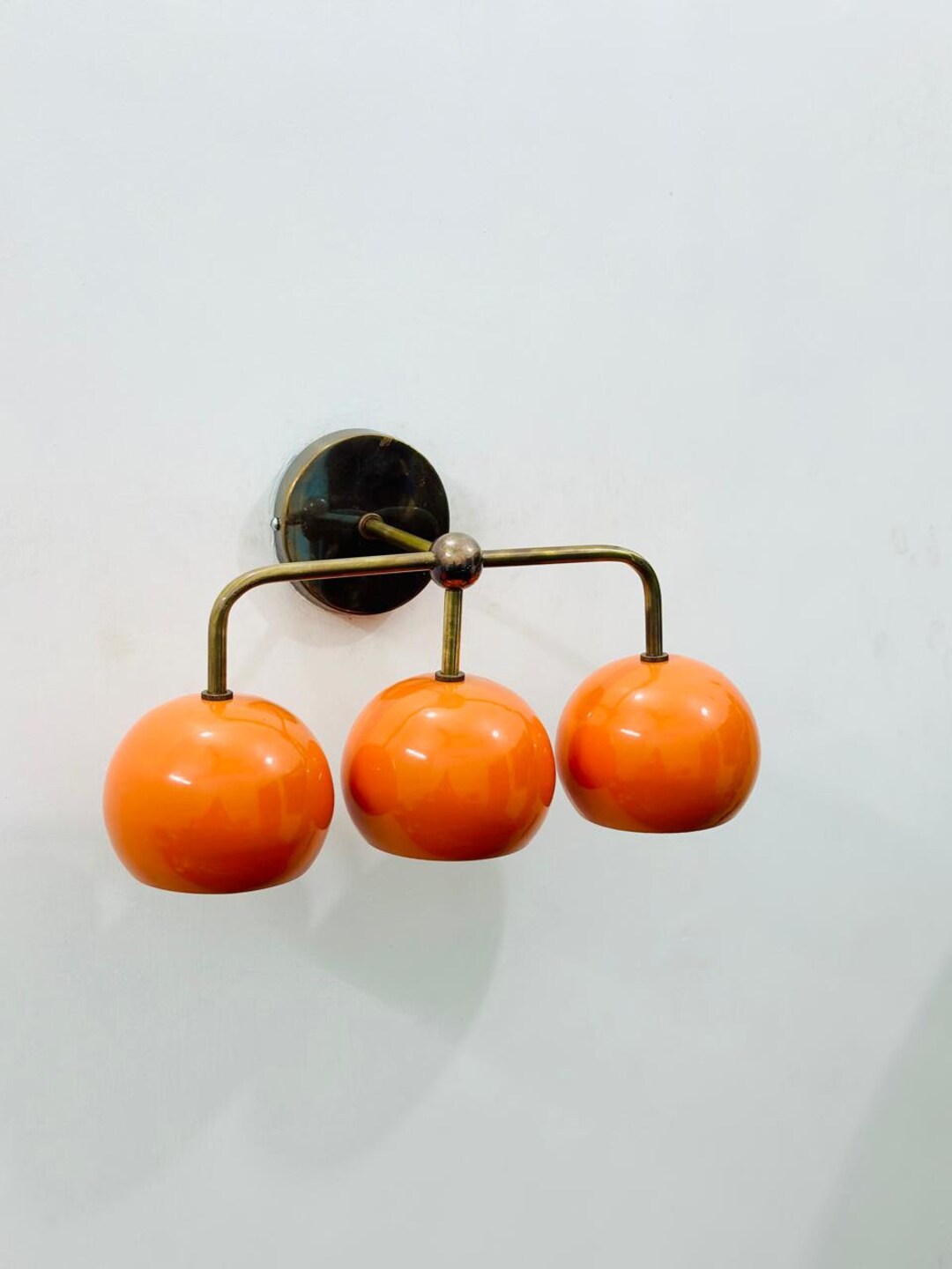Orange Brass Wall Fixture 1950s Mid Century Brass Italian Wall Diabolo ...