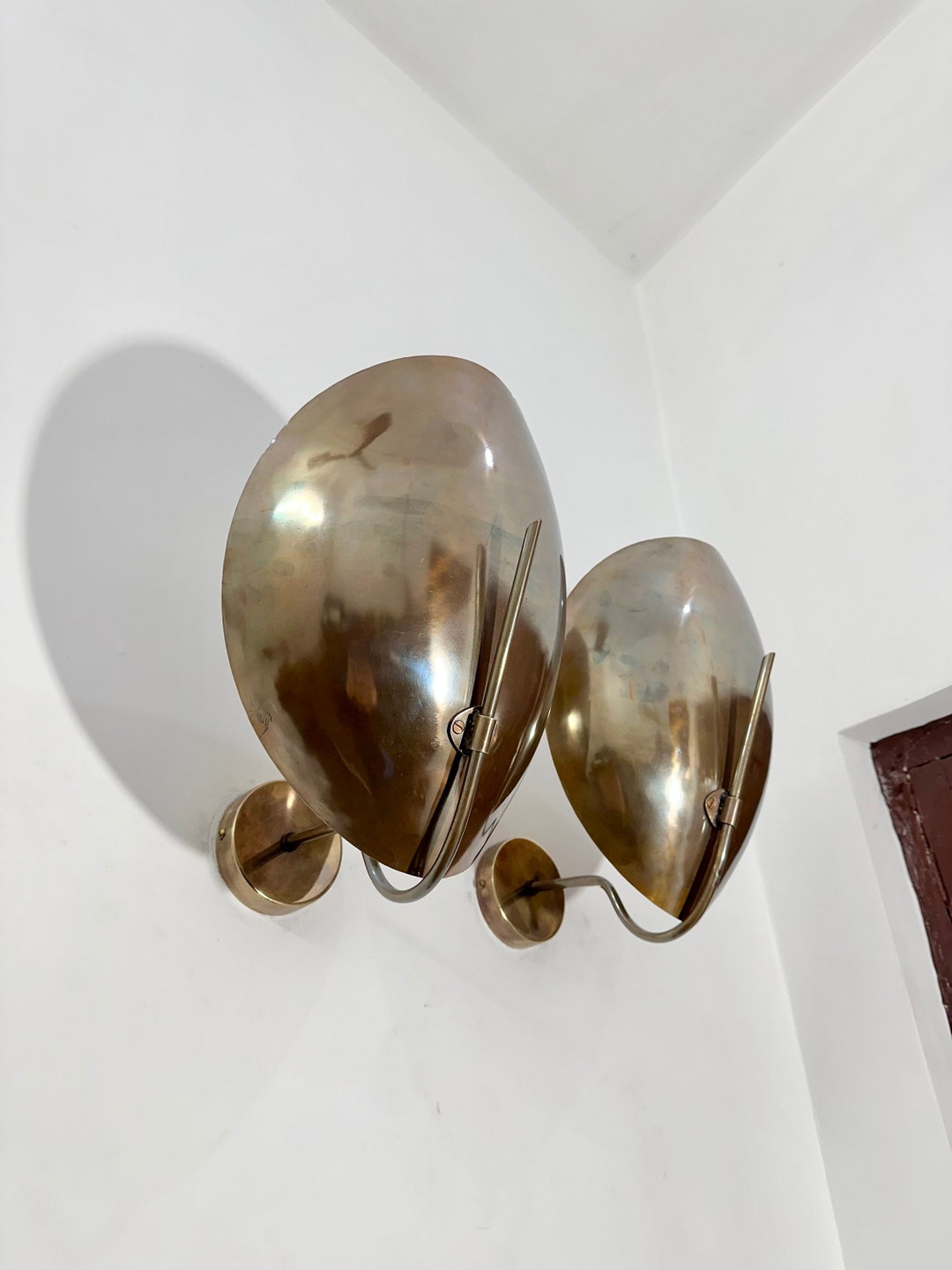 Light Curved Shades Handmade Vintage Wall Mid Century Modern Raw Brass ...