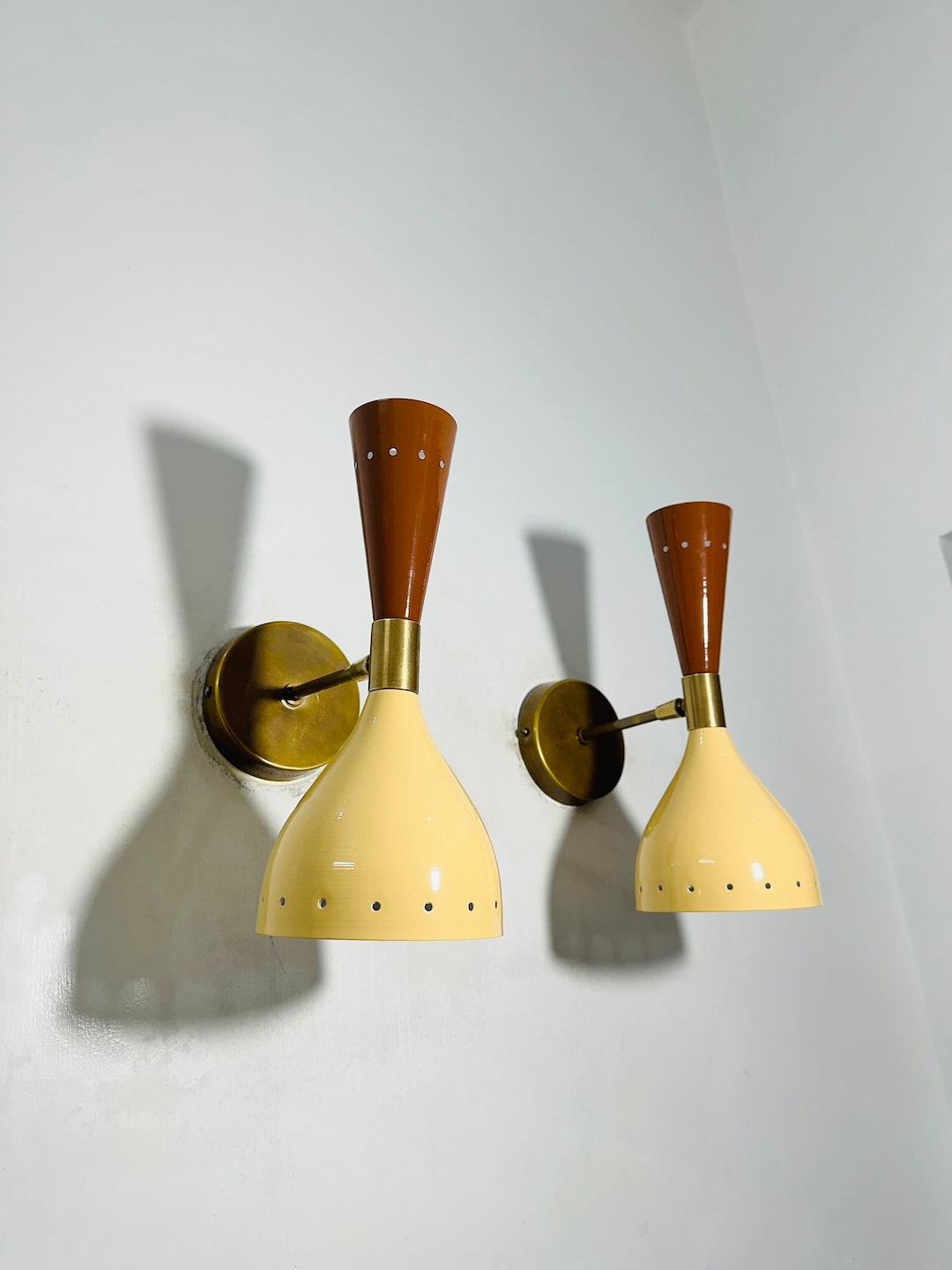 Brown and Beige Wall Sconce Pair Italian Diablo Bedside Lamp Wall Light ...