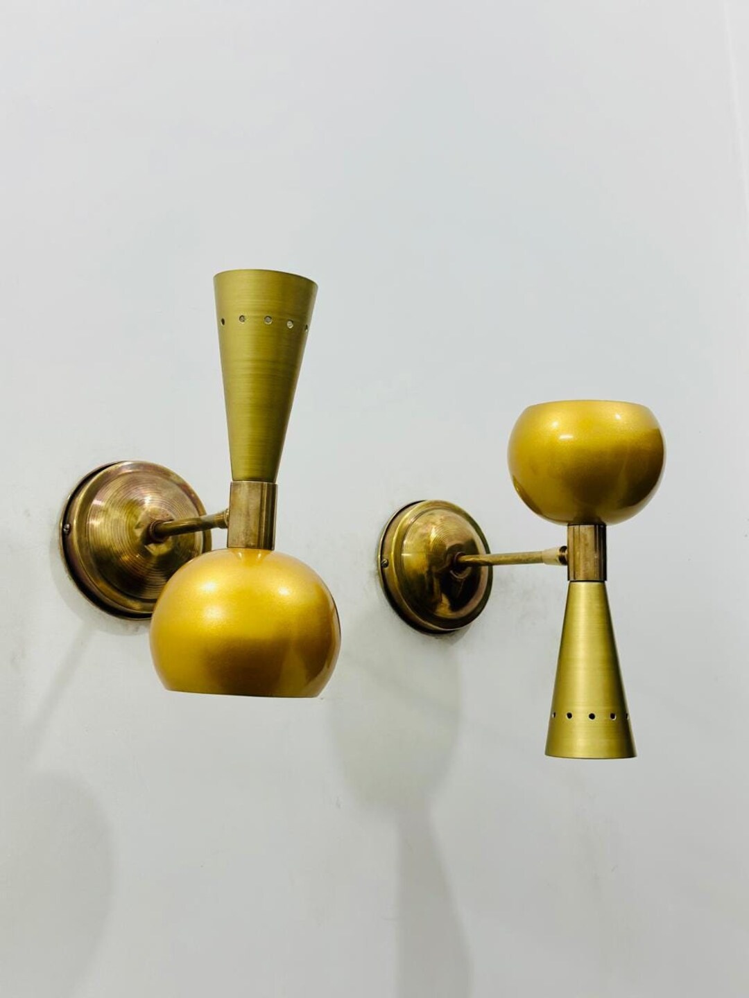 Pair of 1950s Italian Diablo Wall Lights, Stilnovo Style Wall Sconce ...