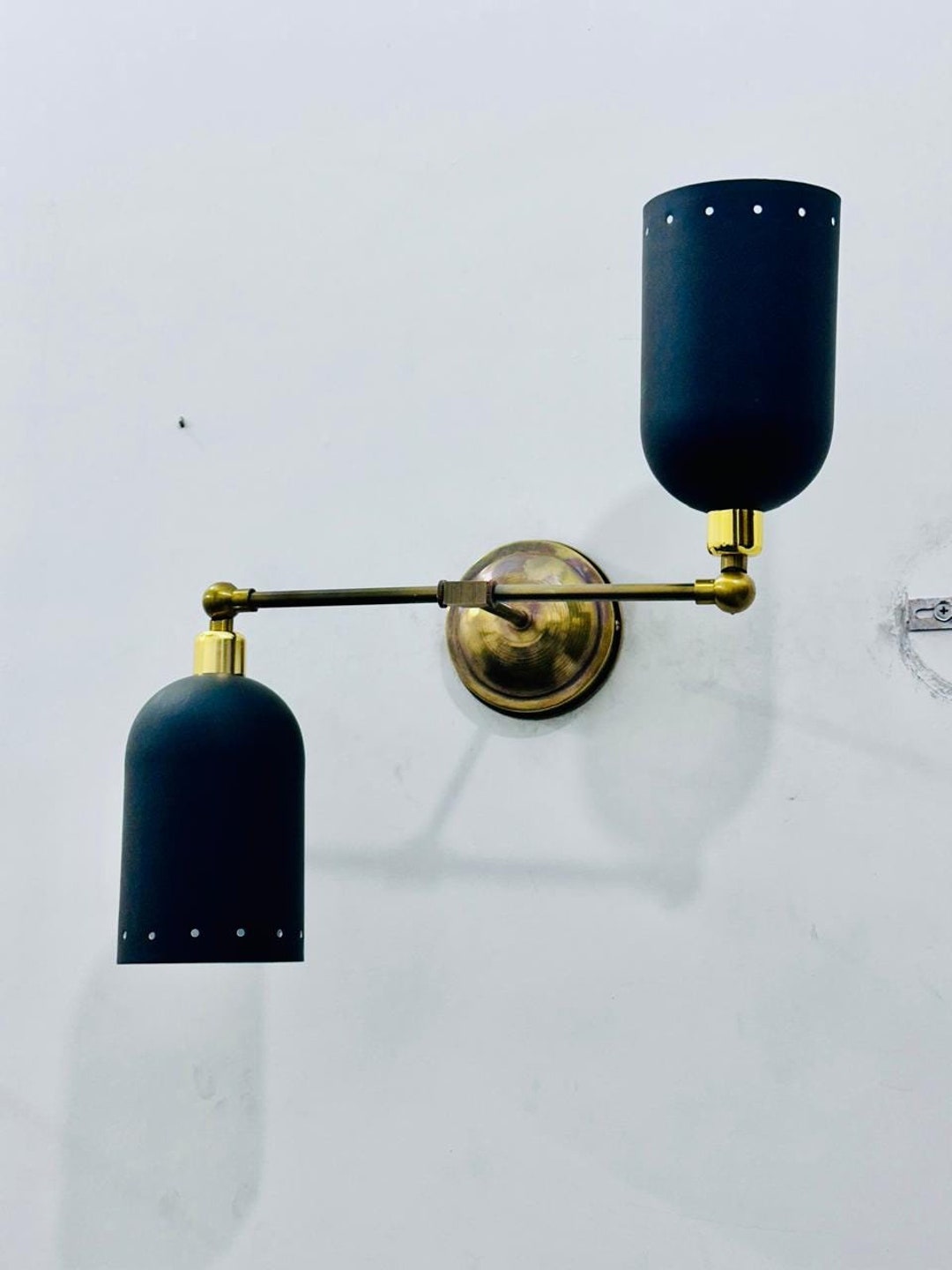 Customized Brass 2 Vanity Lights - Bathroom Lamp - Mid Century Mirror ...