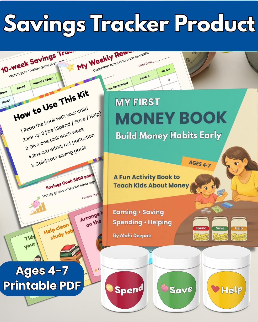 Kids Money Learning Kit Printable | Financial Literacy Bundle Ages 4-7 ...