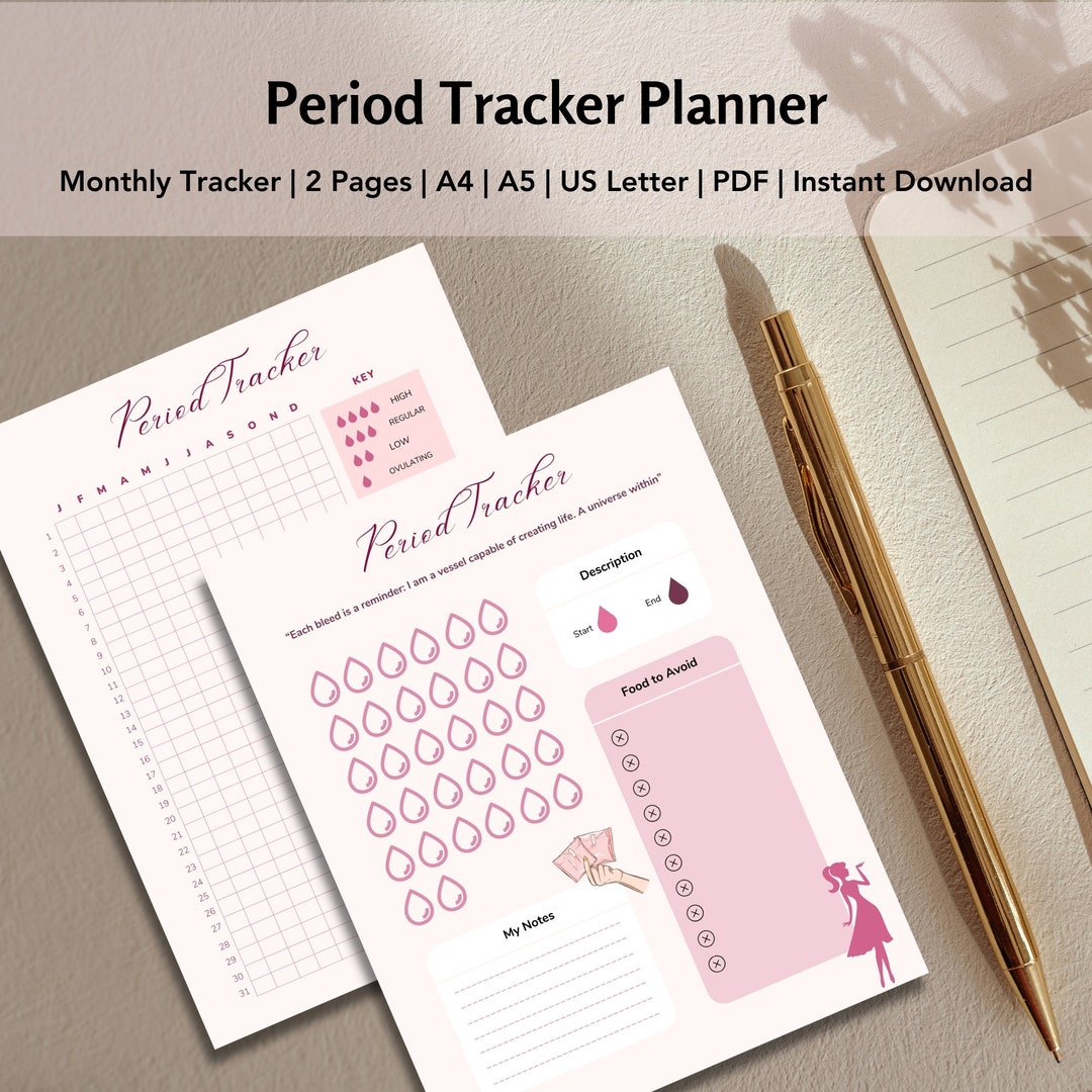 Period Tracker Planner for Girls Cycle Tracker Printable Yearly Period ...