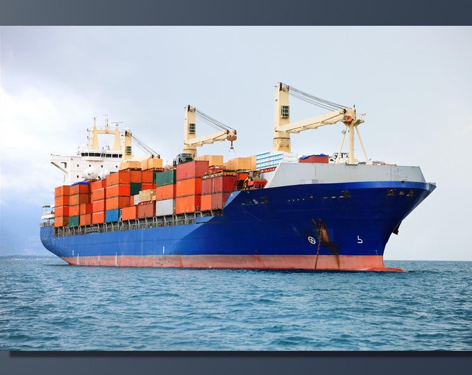 International Container Cargo Ship Poster Art Canvas Print,nautical ...