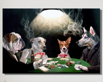 Dogs Playing Poker Canvas Wall Art - Etsy