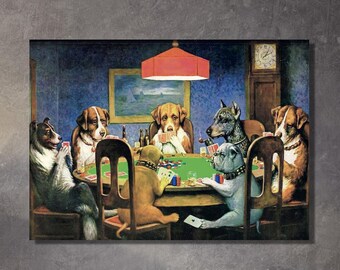 Dogs Playing Poker Canvas Wall Art - Etsy