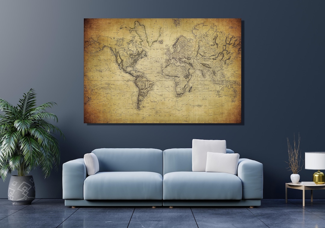 Old World Map 1814 Canvas Wall Art, Vintage Old World Map Poster, World ...