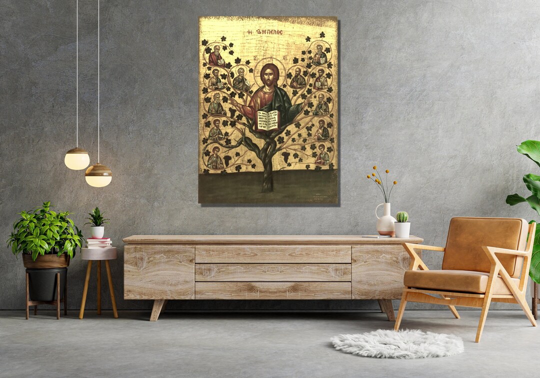 Jesus Christ Greek Orthodox Icon Modern Canvas Wall Art Poster Home ...