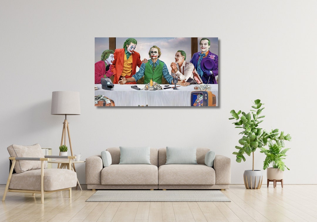 Jokers Last Supper Canvas Wall Art, Joker Poster Print, Joker Comic ...