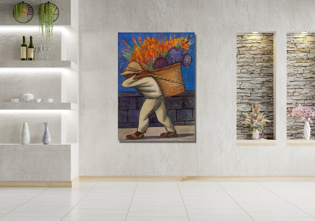 Diego Rivera Flower Carrier Canvas Wall Art - Diego Rivera Home Decor ...