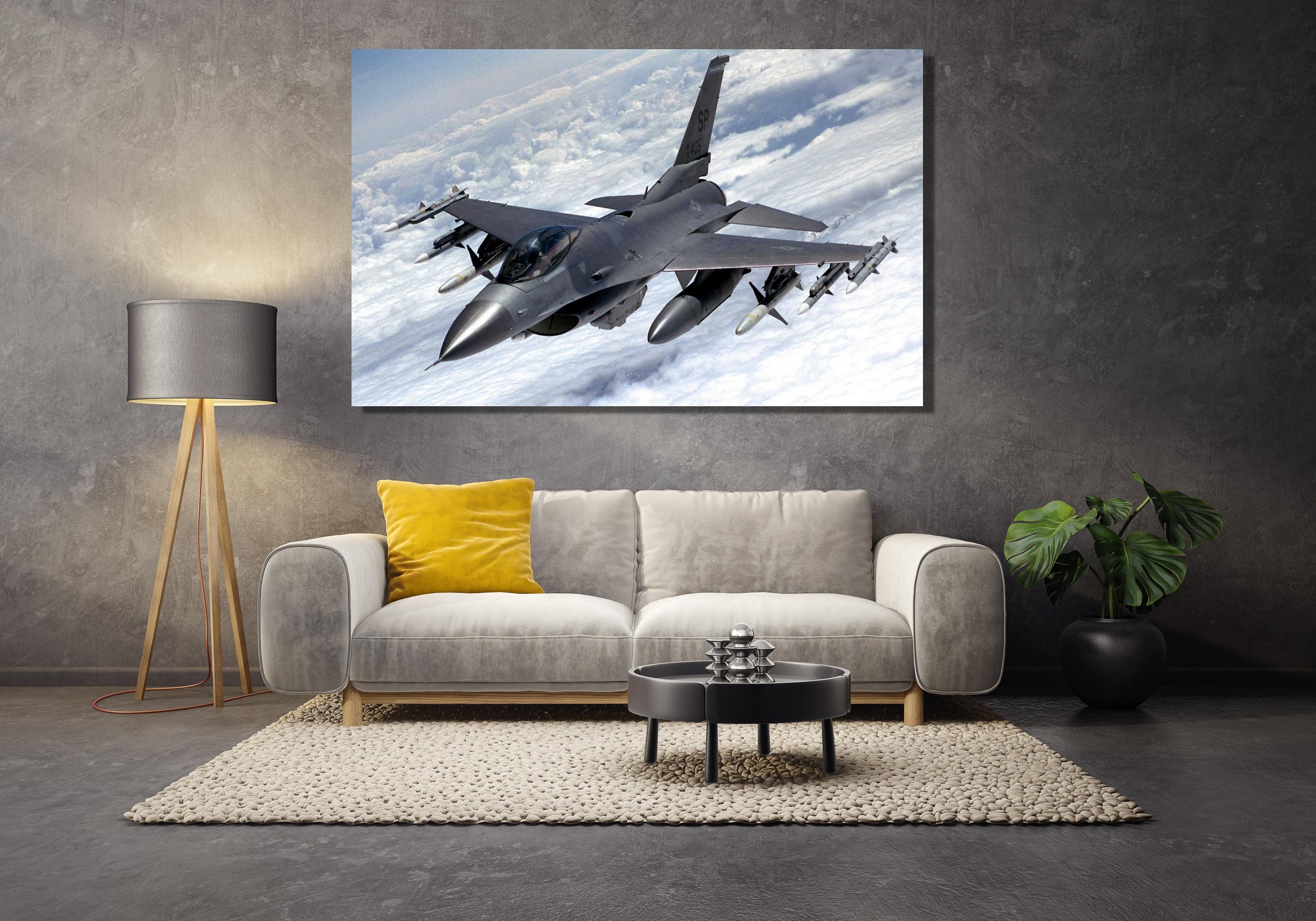 F-16 Falcon Fighter Jet Canvas Wall Art F-16 Military Plane Pattern ...