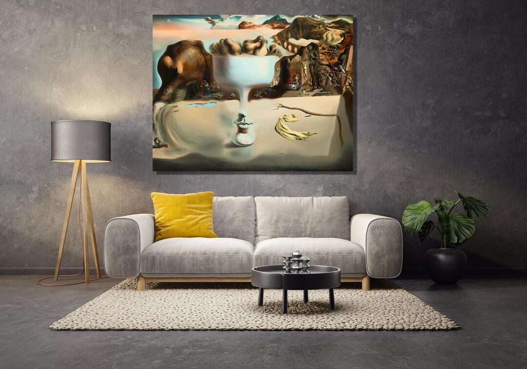 Salvador Dali Apparition of Face and Fruit Dish on a Beach Canvas ...