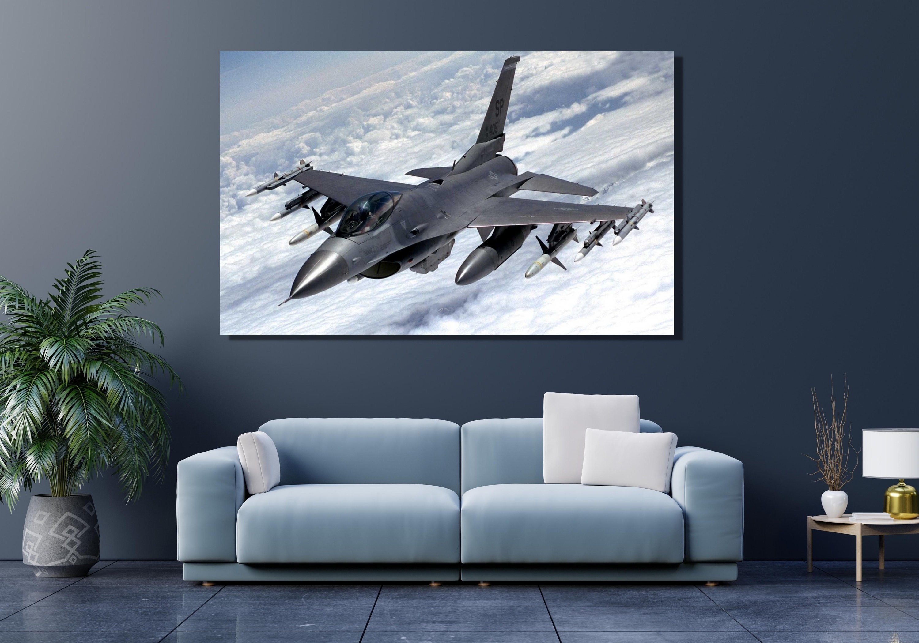 F-16 Falcon Fighter Jet Canvas Wall Art F-16 Military Plane Pattern ...