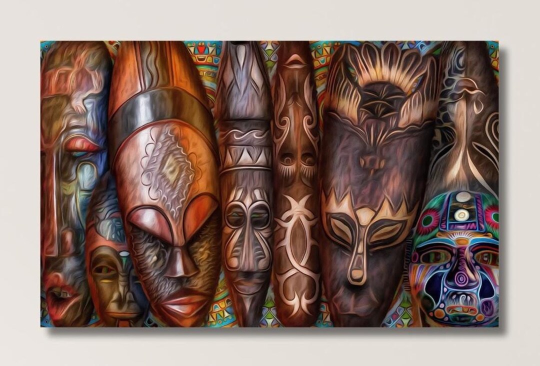 Traditional African Masks Canvas Art, African Masks Wall Art Desing ...