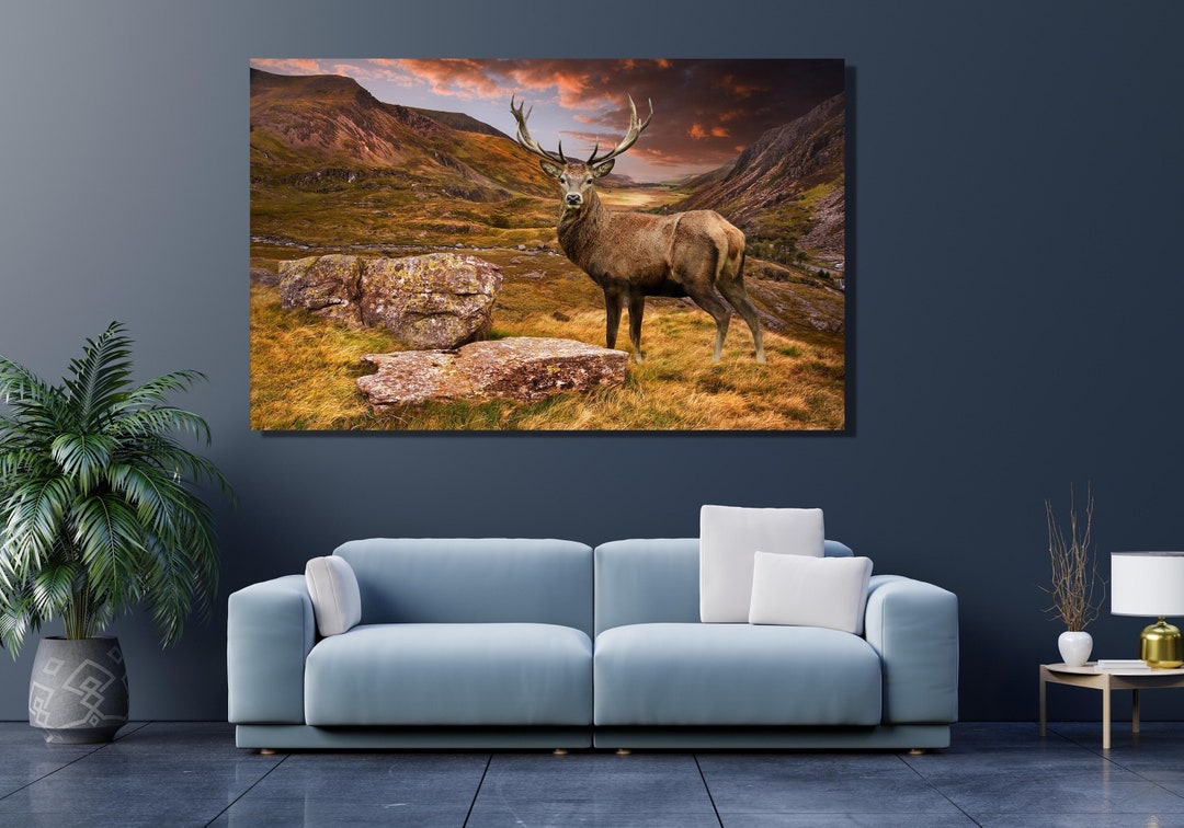 Wild Deer Wall Decor, Deer Canvas Wall Art, Animal Wall Art, Deer Lover ...