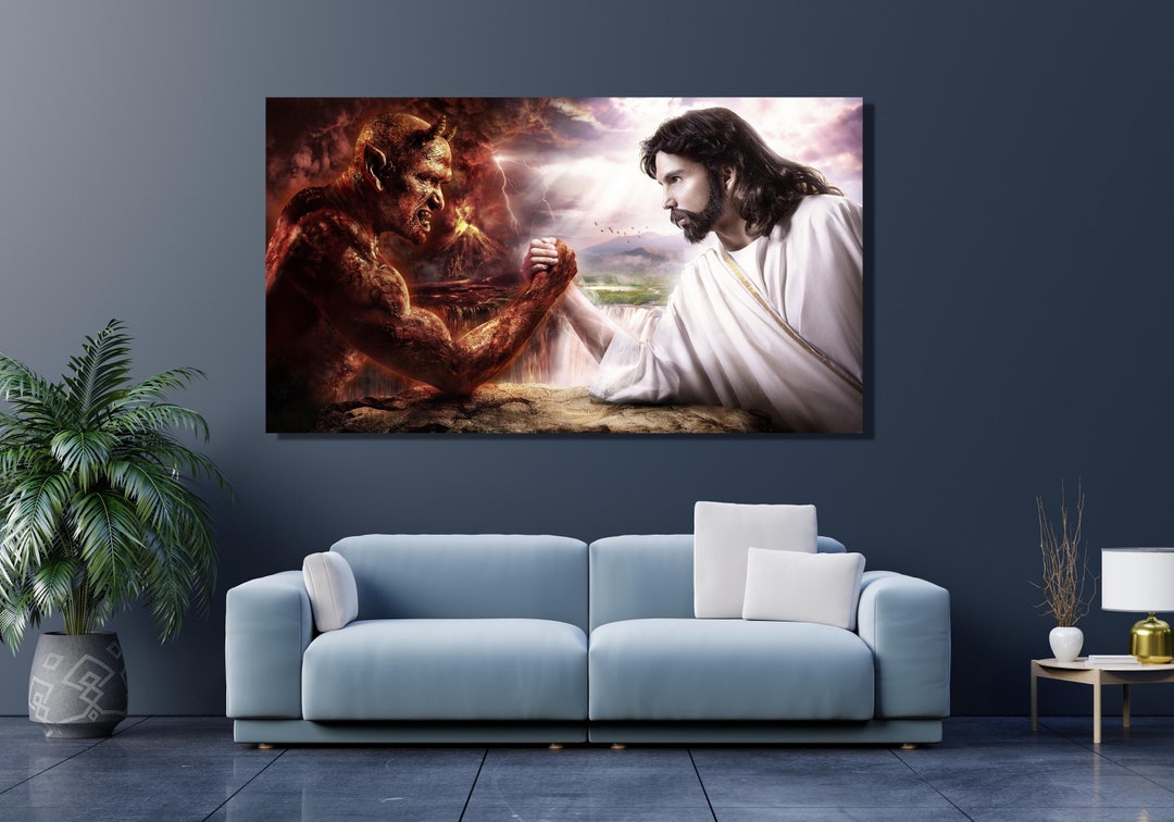 Jesus Christ Devil Satan God Canvas Wall Art, Jesus Devil God Poster ...