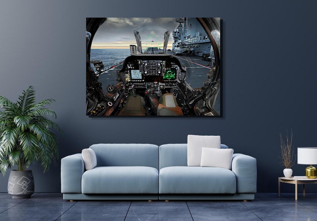 Fighter Aircraft Cockpit Canvas Wall Art Desing, F22 Cockpit View ...