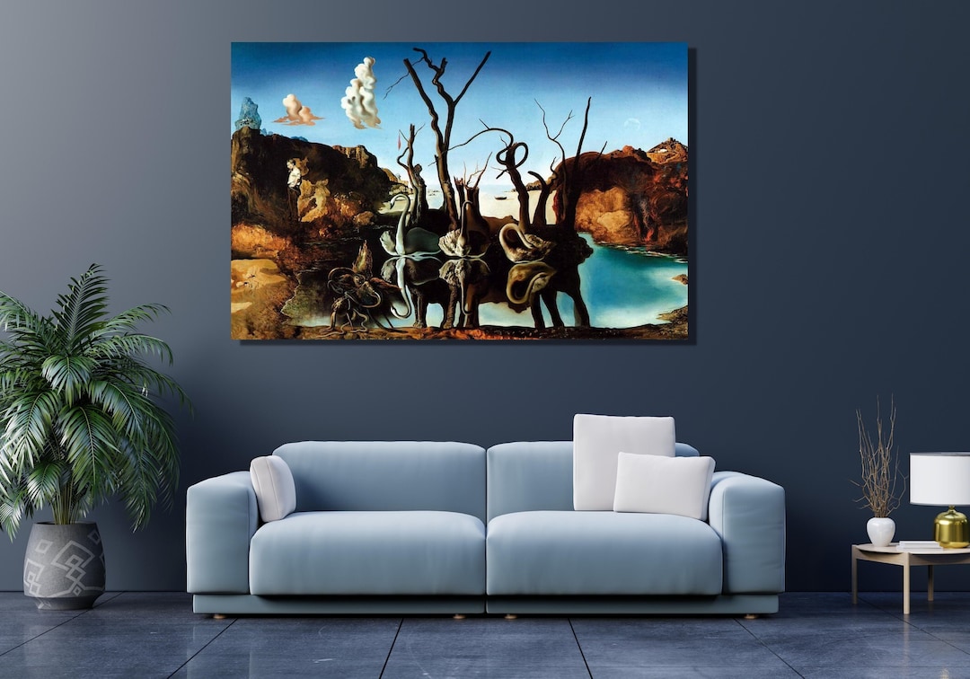 Salvador Dali Elephant Canvas Wall Art, Salvador Dali Cisnes Reflejando ...