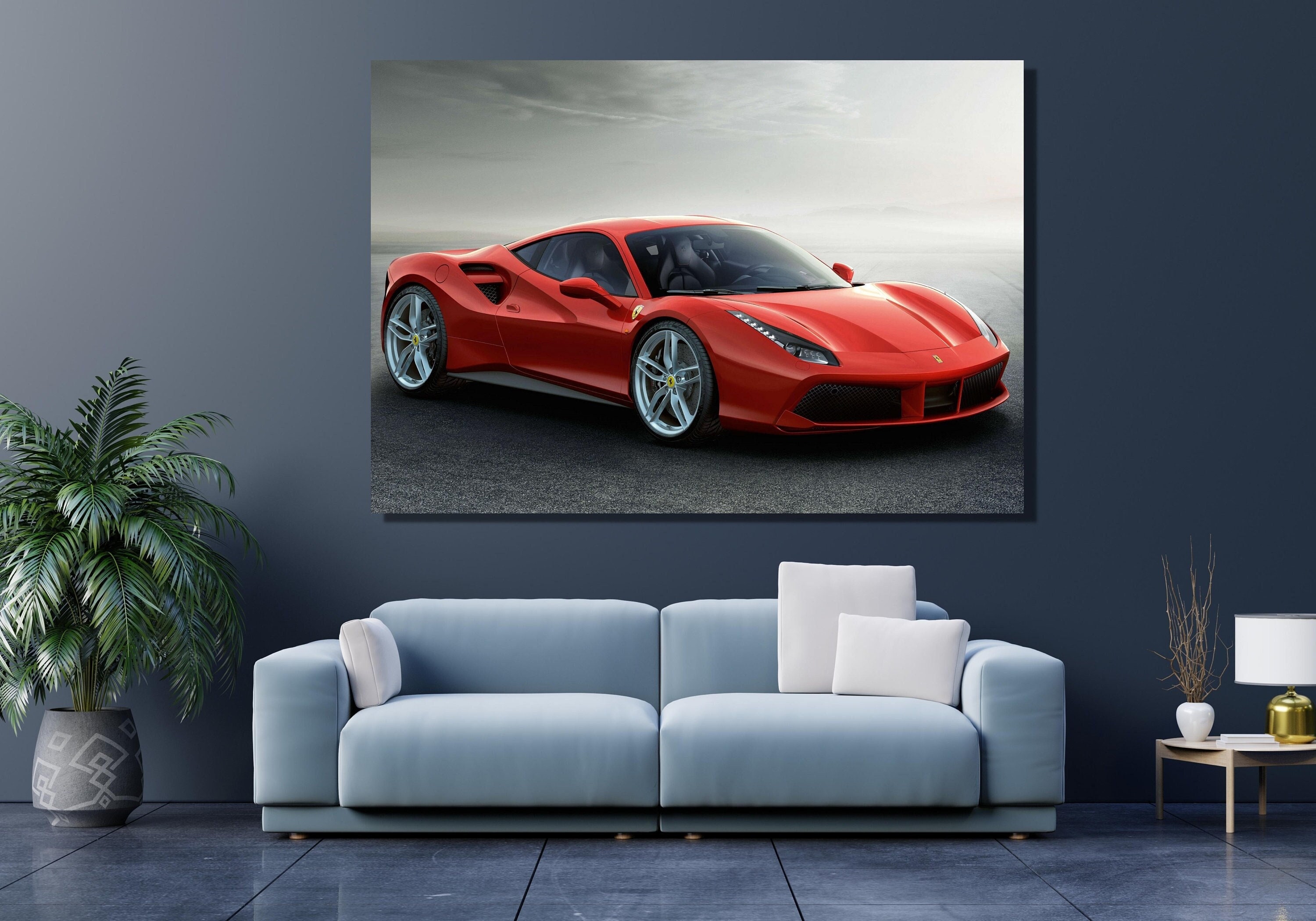 Red Ferrari Canvas Wall Art Extra Large Ferrari Poster, Red Ferrari ...