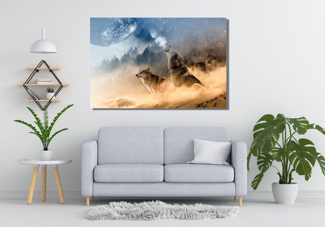 Wolves in Wildlife Modern Wall Art Print Animals Canvas Wall Art ...