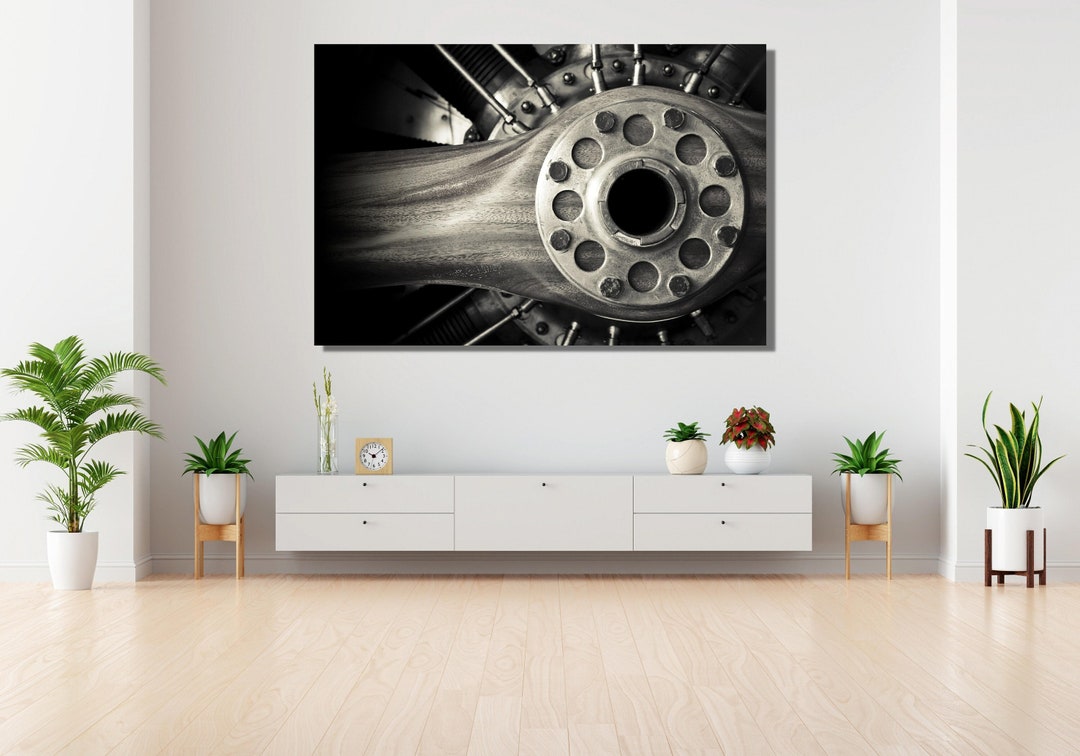 Airplane Propeller Canvas Wall Art Desing, Aircraft Poster, Black Wall ...