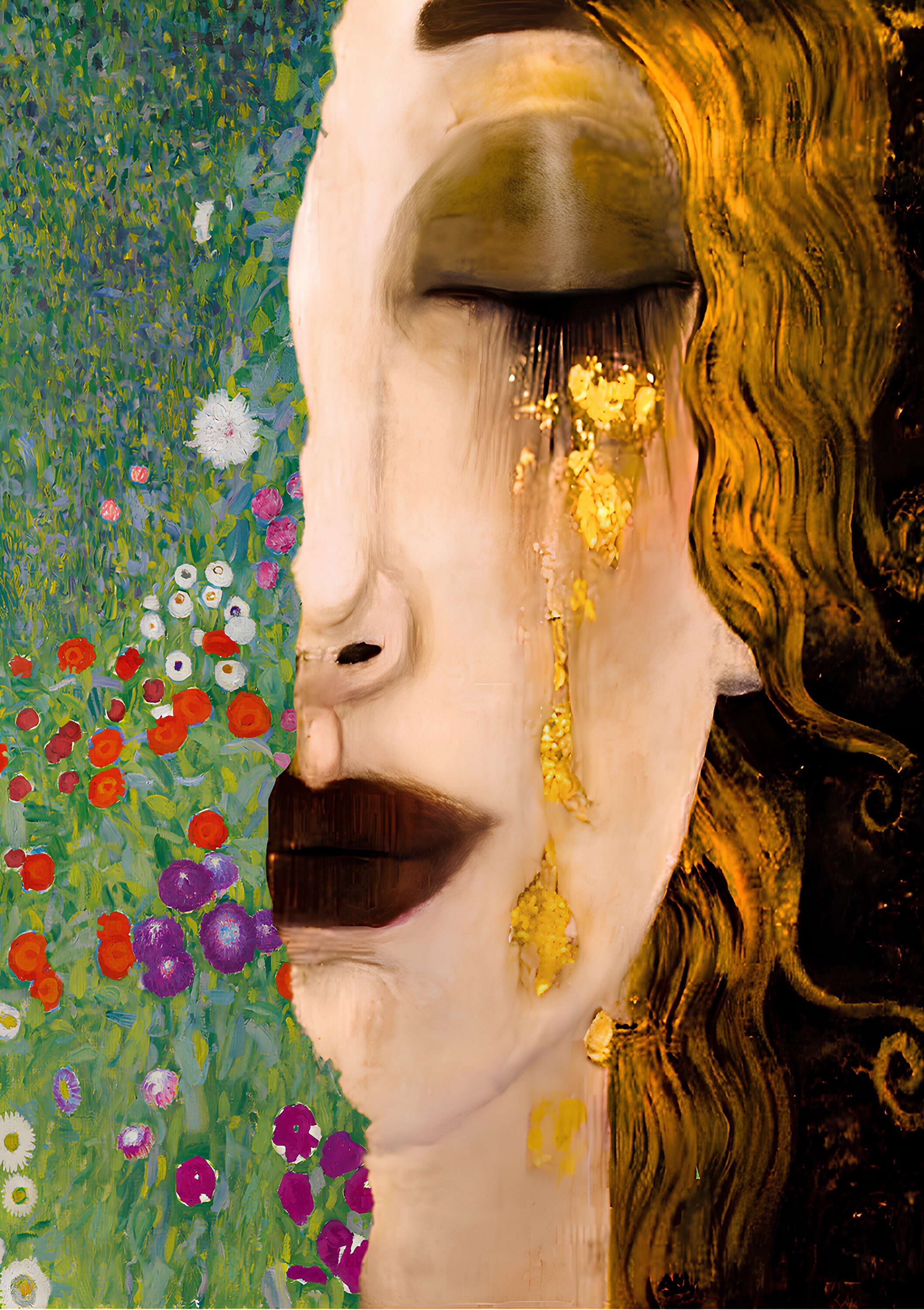 Gustav Klimt Golden Tears freyas Tears Canvas Wall Art Print Klimt ...