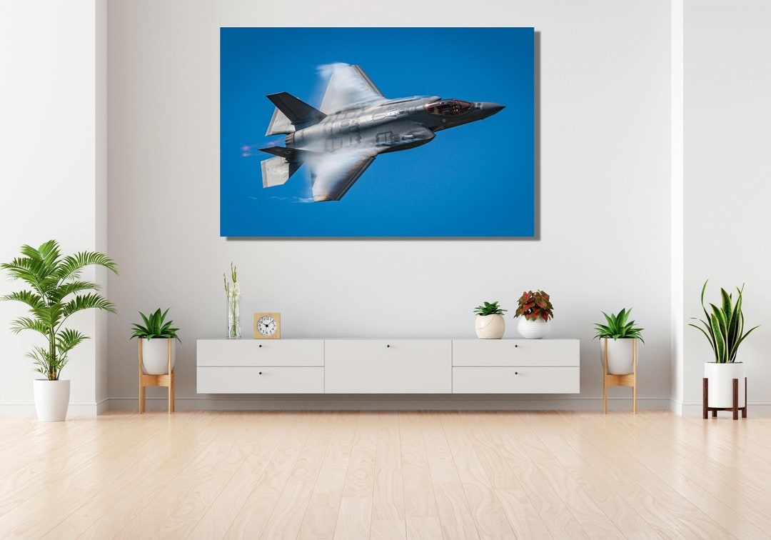 F-35 Military Plane Pattern Print - F35 Falcon Fighter Jet Canvas Wall ...