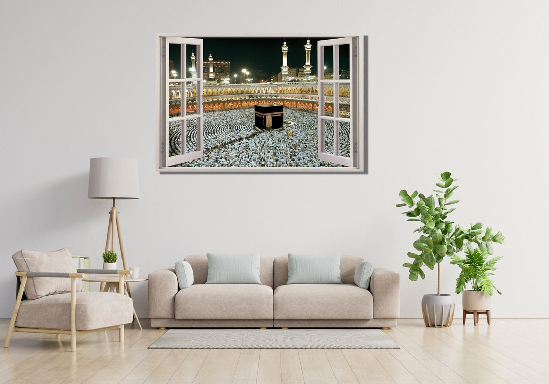 Kaaba Canvas Wall Art, Islamic Poster, Arabic Calligraphy Window ...