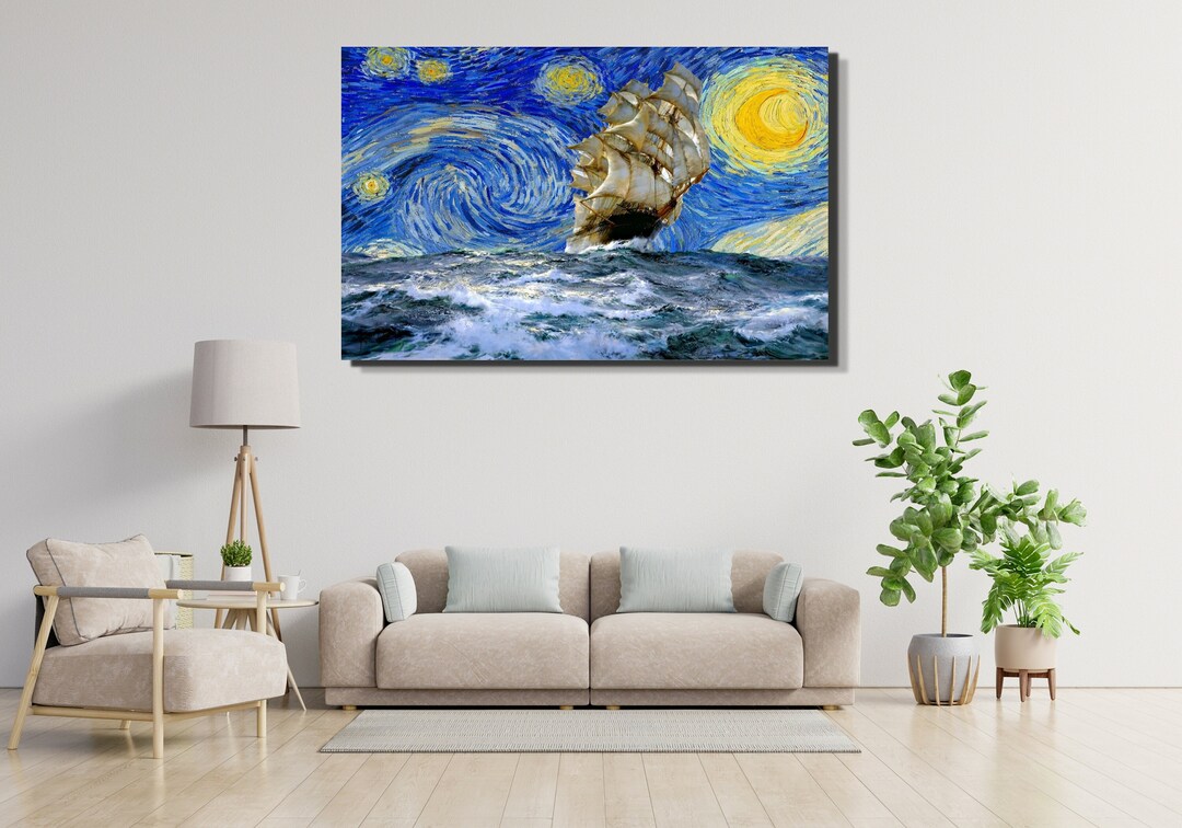 Van Gogh Mario Printed, Van Gogh Canvas Art, Modern Starry Night ...
