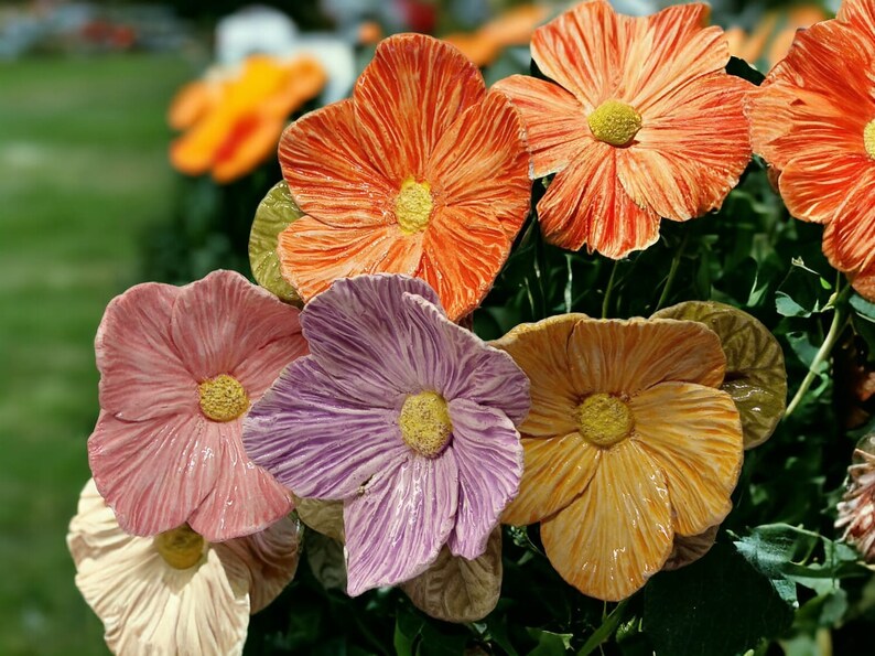 Handmade Colorful Ceramic Flowers, Ceramic Rose, Ceramic Daisy Flowers ...