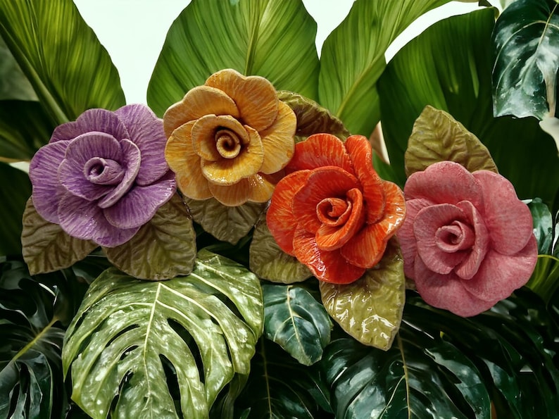 Handmade Colorful Ceramic Flowers, Ceramic Rose, Ceramic Daisy Flowers ...