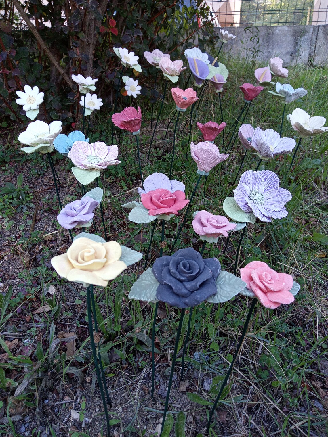 Handmade Colorful Ceramic Flowers, Ceramic Rose, Ceramic Daisy Flowers ...