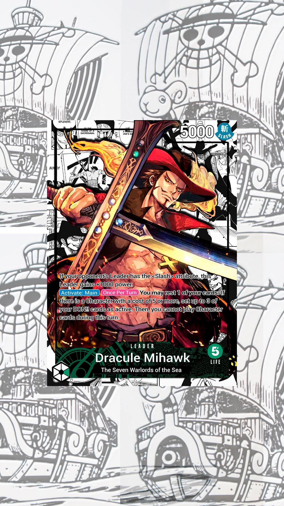 OP14 Dracule Mihawk V.1 Custom Leader One Piece TCG - Etsy