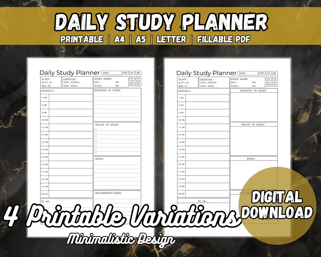 Printable Daily Study to Do List Planner, Minimalistic Productivity ...