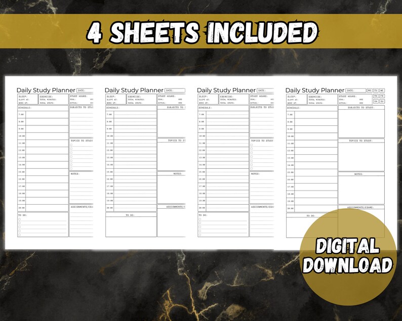 Printable Daily Study to Do List Planner Minimalistic - Etsy