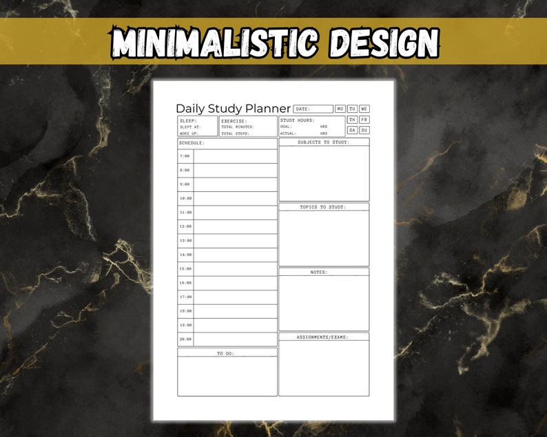 Printable Daily Study to Do List Planner, Minimalistic Productivity ...
