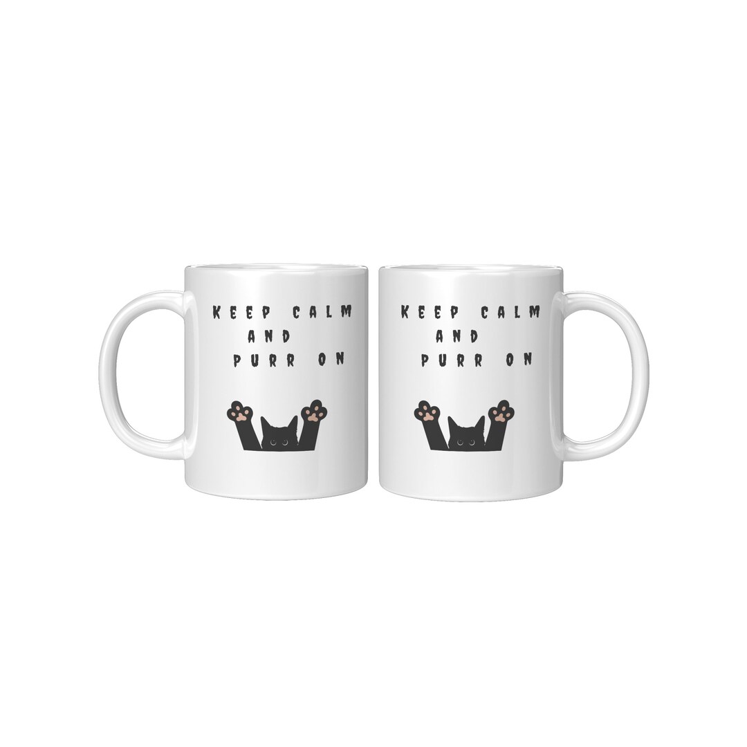 Keep Calm and Purr on Cat Coffee Mug, Halloween Gift - Etsy