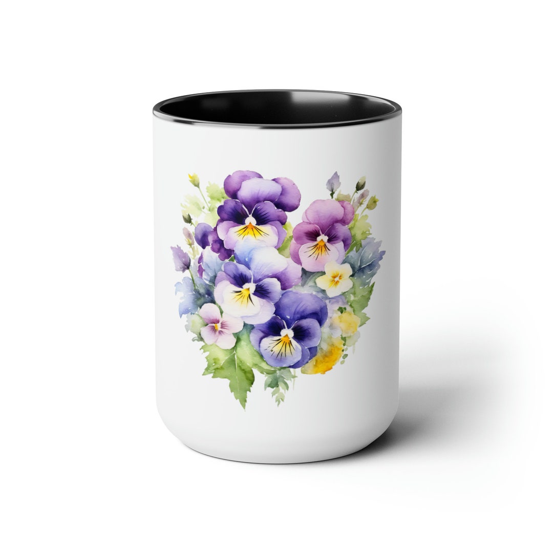 Two-tone Coffee Mugs, 15oz Pansies and Petunias - Etsy