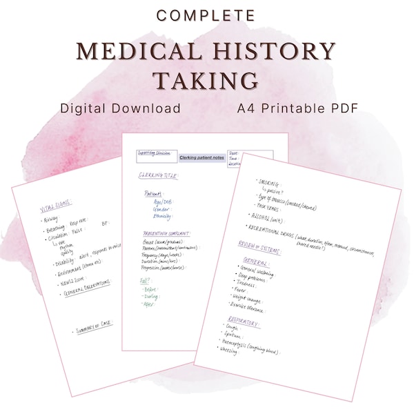 Medical History Taking Template - Etsy