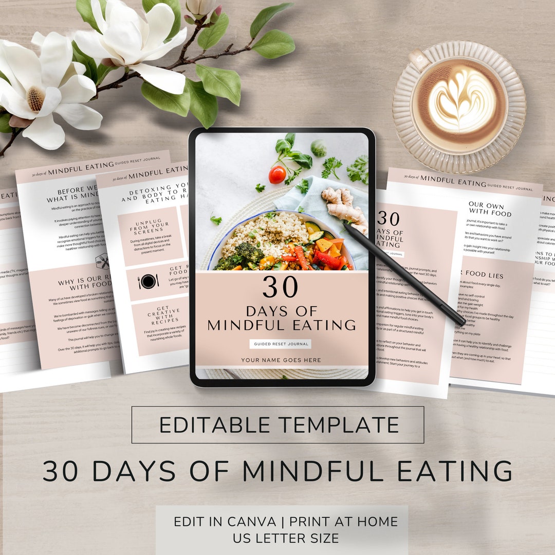 Mindful Eating Journal, Mindfulness Workbook Planner, Healthy Eating ...