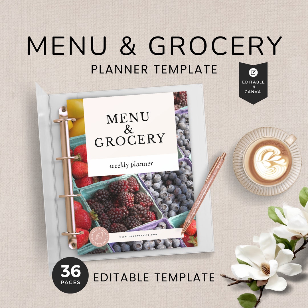 Weekly Menu Template, Meal Planner Printable, Food Planner, Grocery ...