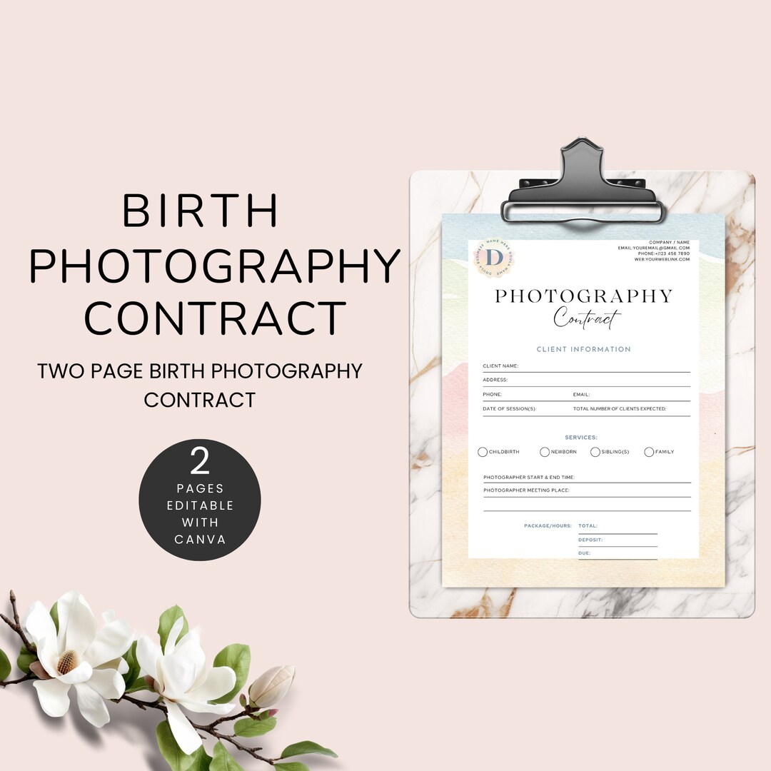 Birth Photography Contract Template, Newborn Photo Contract, Contract ...