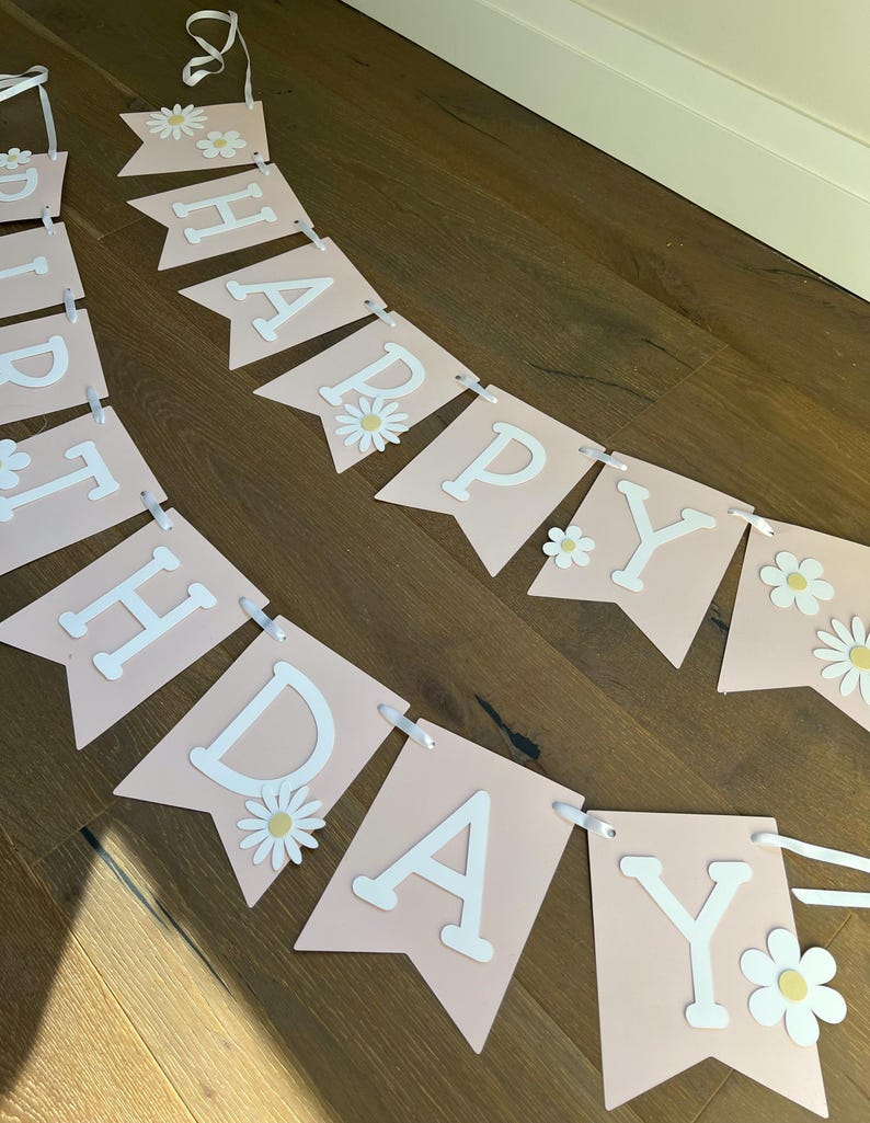 Daisy Happy Birthday Banner, Daisy First Birthday, Boho Daisy Party ...