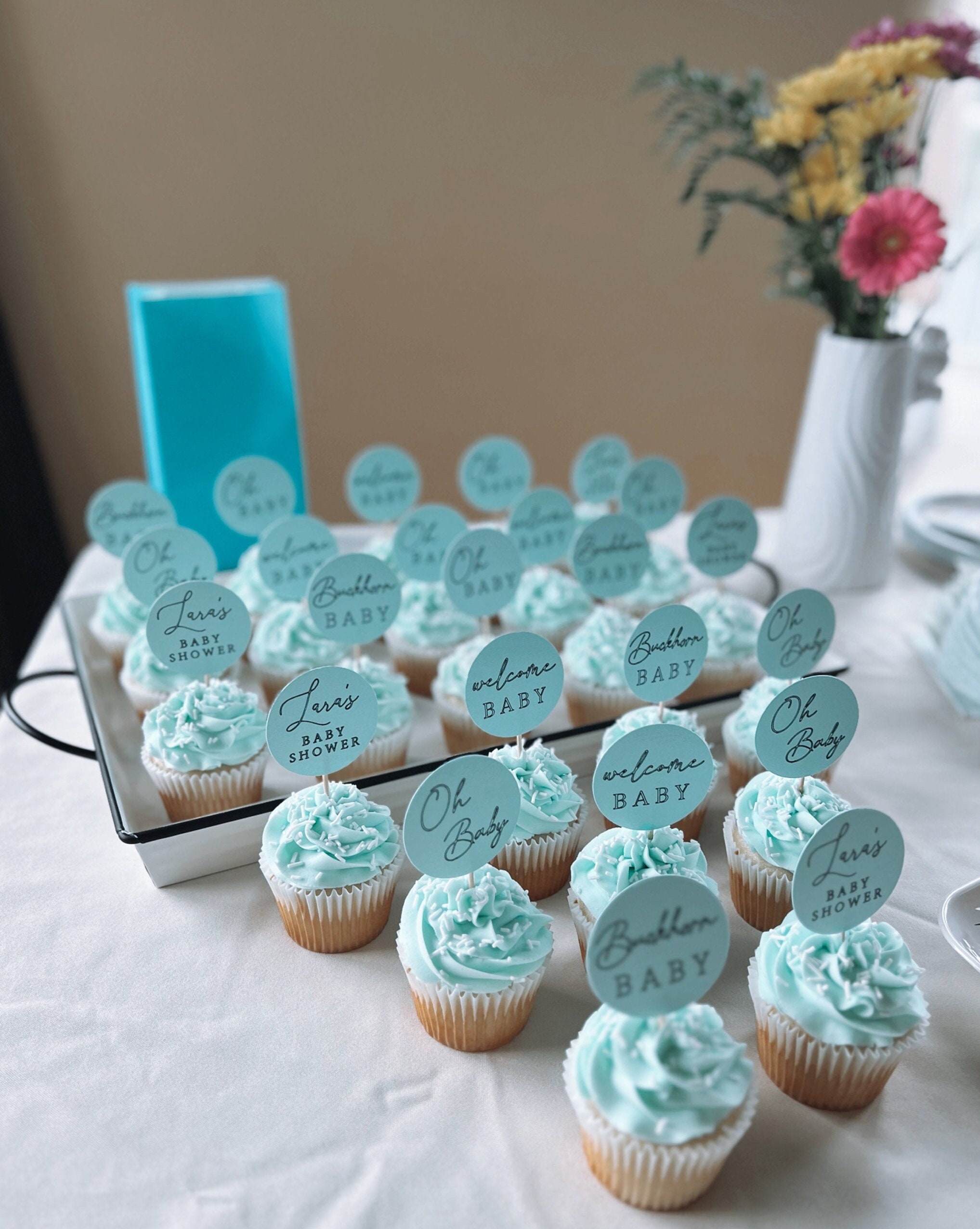 Baby Shower Cupcake Toppers 60 Pc Customizable Text/colour Options ...