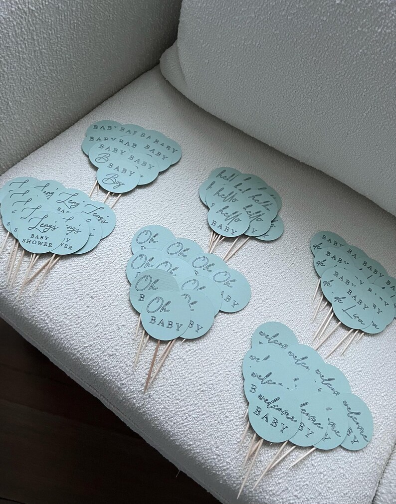 Baby Shower Cupcake Toppers (42 Pc) | Customizable Text/colour Options ...