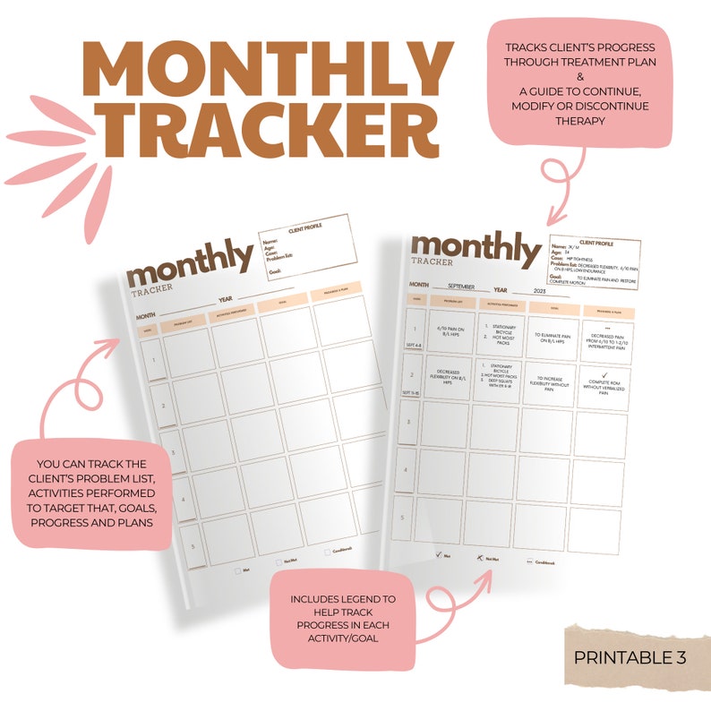 Rehab Tracker, Printable Therapy Planner, PT and OT Tracker ...