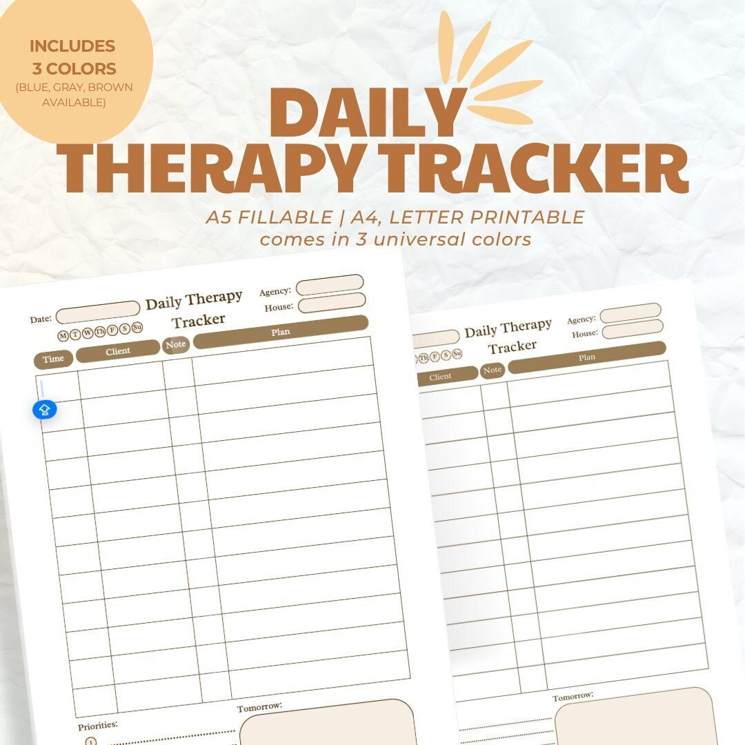 Daily Therapy Tracker, Therapist Planner, Therapist Planner Template ...